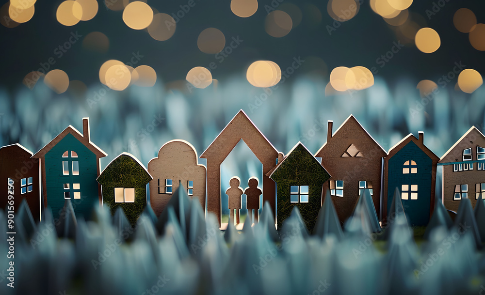 Unity and friendship of neighbors. House and community. Love and ...