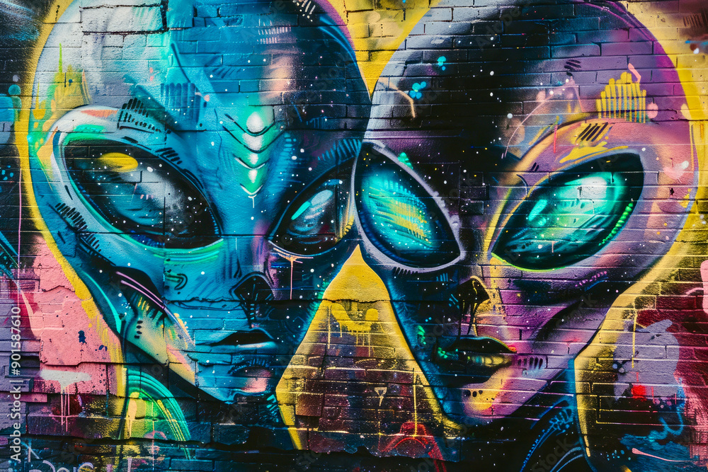 Alien-Inspired Street Art Capture vibrant street art that features ...