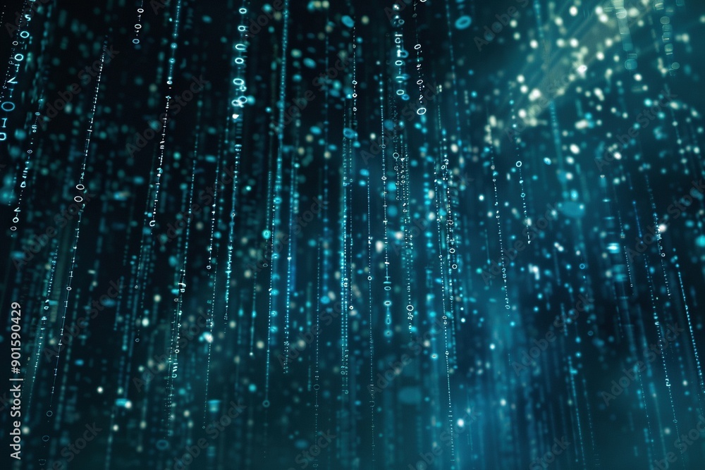 Animated cascading lines of binary code characters replicating the iconic Matrix rain style ...