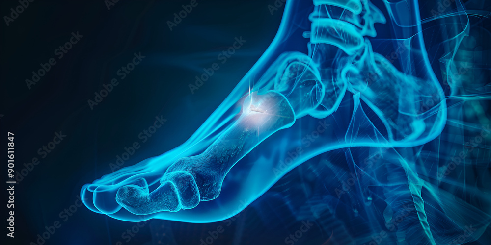 Detailed X-ray Image of Human Foot Bones Showing Skeletal Structure, 3D ...
