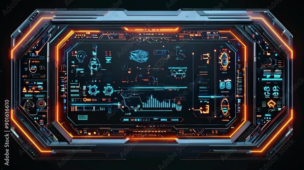 HUD concept design of frame with brackets, equalizers, data, futuristic ...