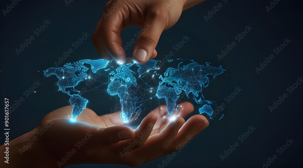 Digital transformation concept. Hand holding light bulb modern ...