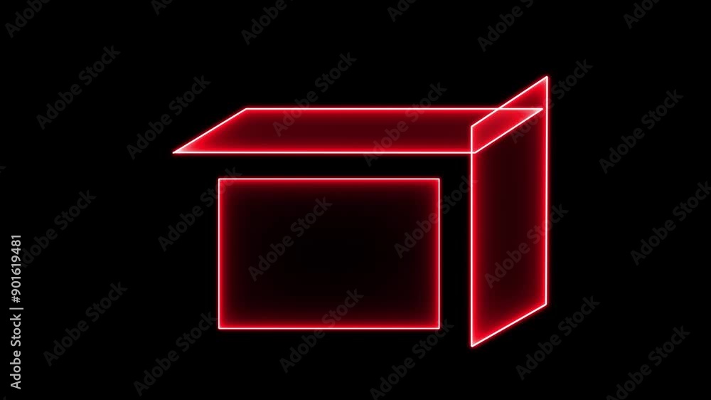 Neon rectangle frame. animated moving led light screen box . animated ...