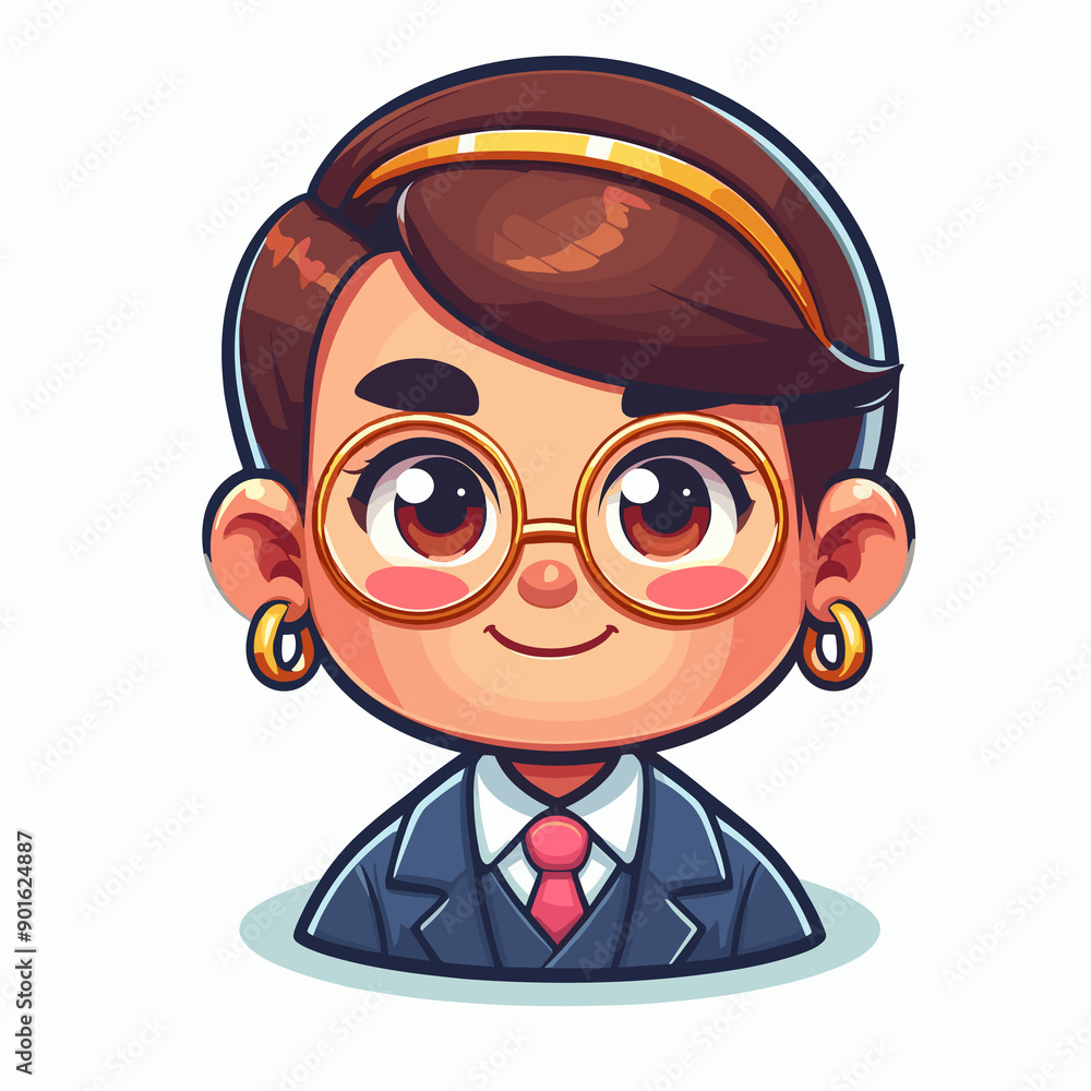 Anime-style image, female lawyer, brown eyes, pink cheeks, dark gray ...