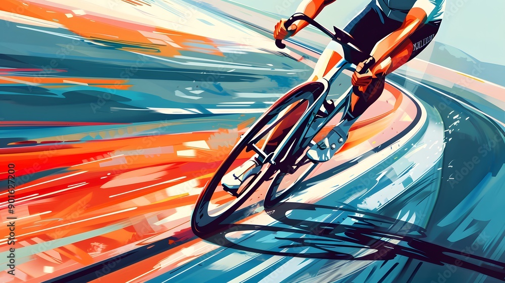 Cycling Sprint: A cyclist sprinting on a track, legs pumping and bike ...
