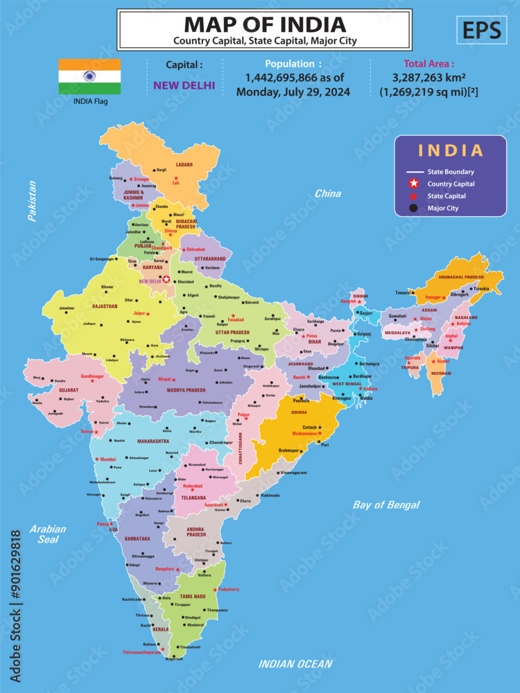Geography politics map of countries. Map of country with capital, state ...