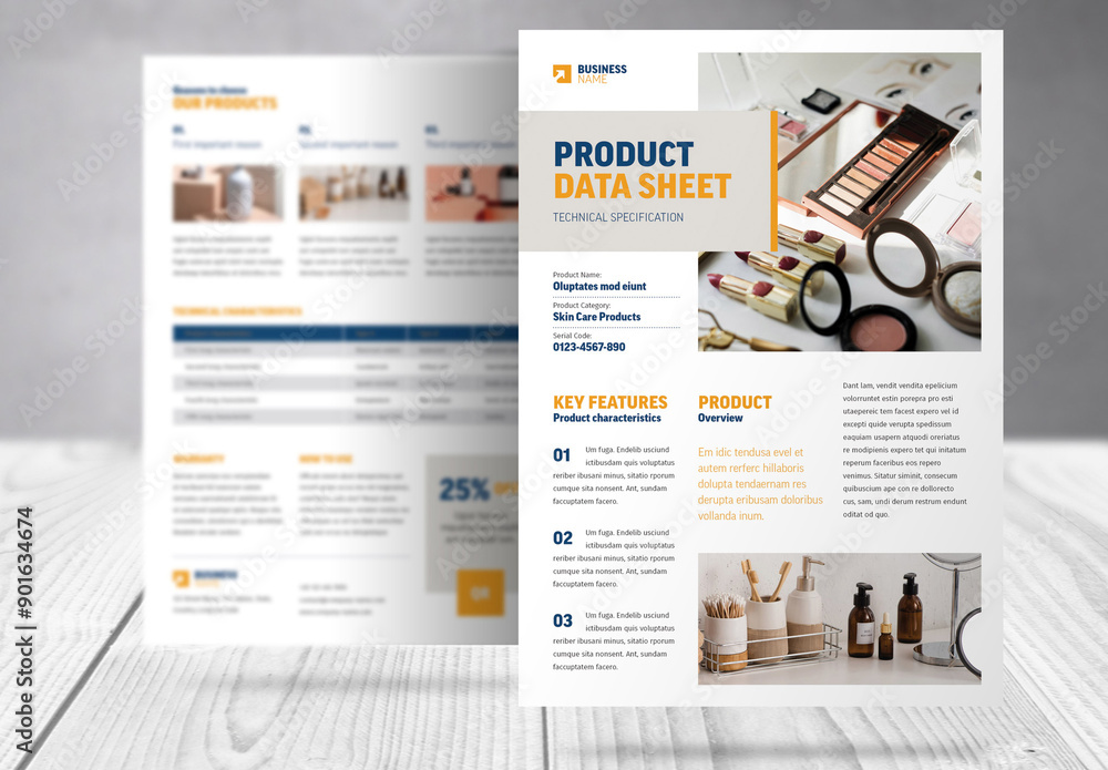 Product Data Sell Sheet Template Stock Template | Adobe Stock