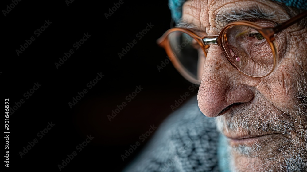 This image captures a close-up view of a person's face, focusing on the ...