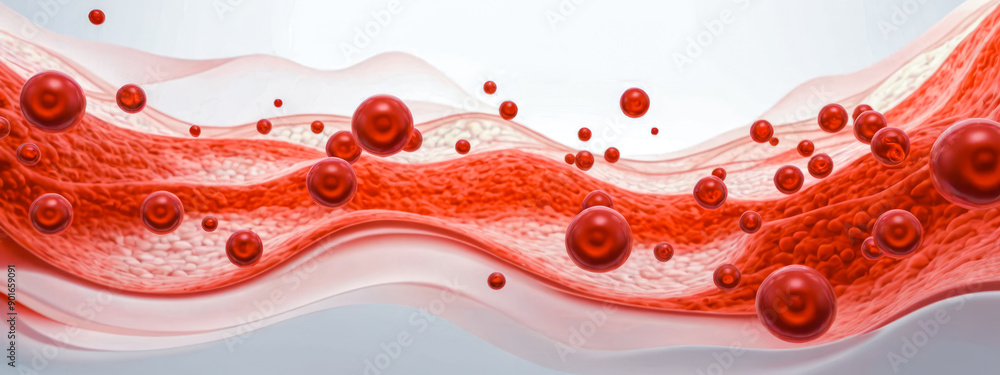 Red Blood Cells Flowing in Vessel, Medical Illustration, Hematology ...