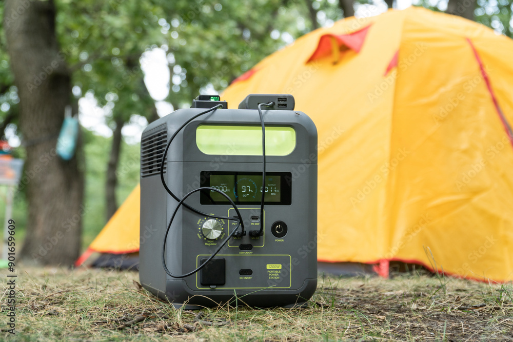 Portable power station with lithium ferrophosphate battery charging ...