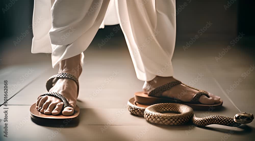 Jesus Christ Stepping Over Snake. Biblical Symbolism Stock Video ...