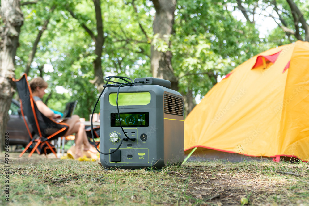 Portable power station with lithium ferrophosphate battery charging ...