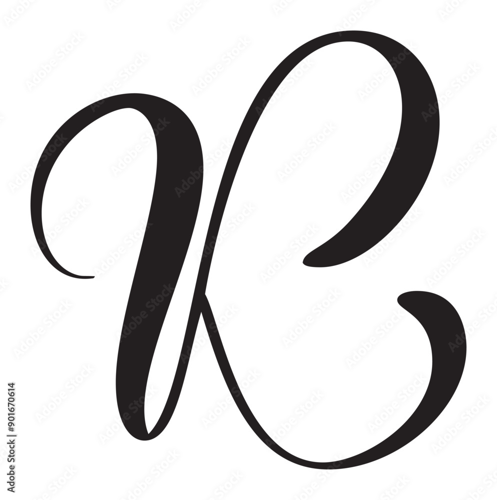 Hand drawn vector calligraphy letter K. Script capital font logo ...