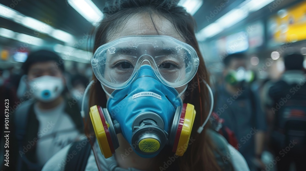 A real photo shot of people wearing masks and using inhalers ...