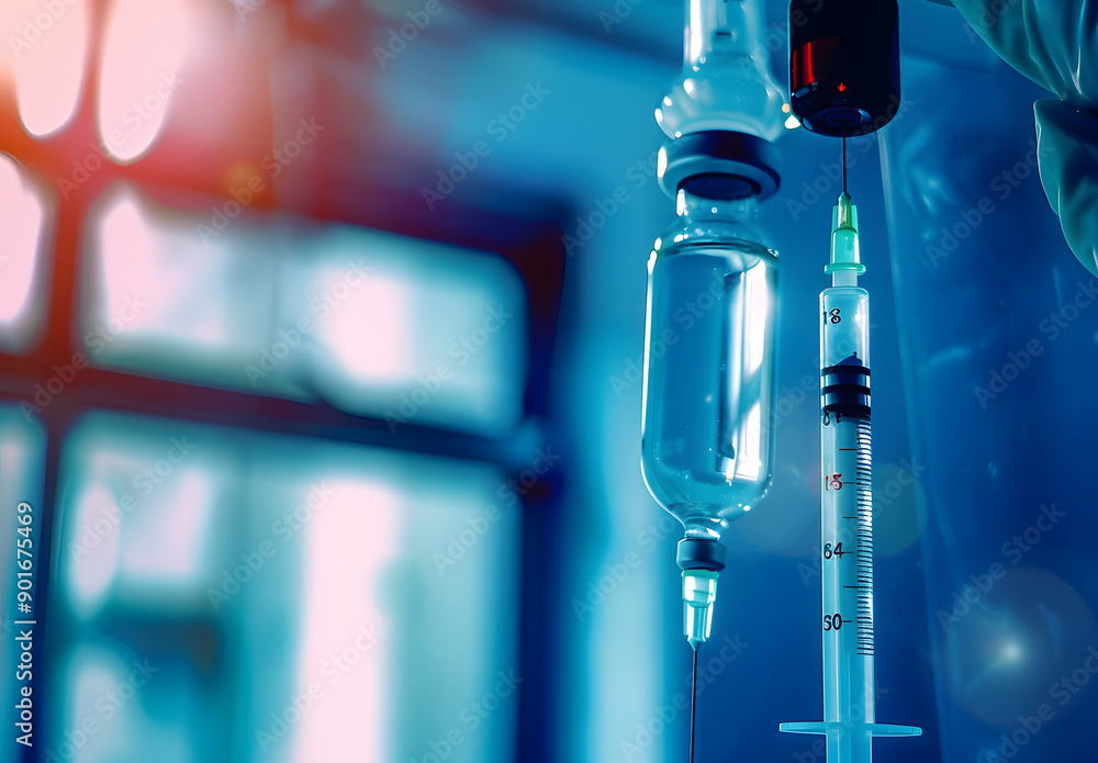 Chemotherapy drug medical holding hypodermic syringe needle injection ...