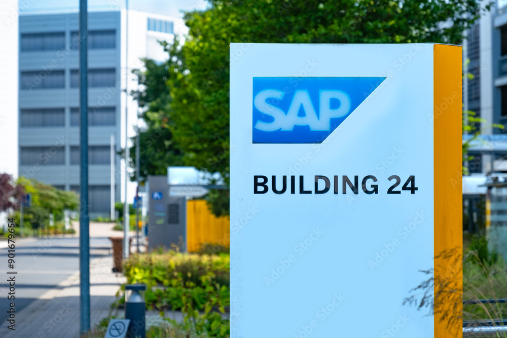 German software SAP SE company, develops enterprise software manage ...