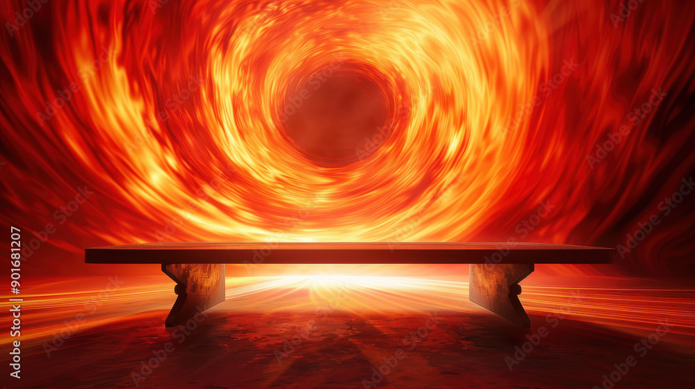 A mesmerizing scene of a fiery vortex, radiating energy and light ...
