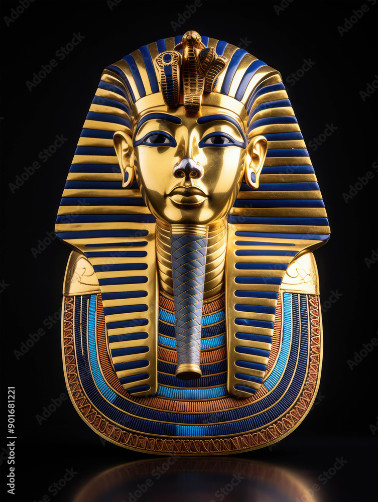 The Golden Mask of Tutankhamun: A close-up shot of the iconic golden ...