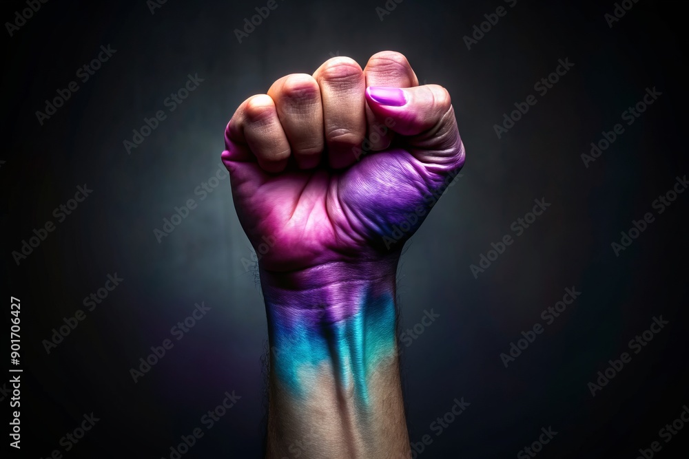 Powerful Solitary Hand Rises Against Dark Backdrop Symbolizing Resistance Against Domestic