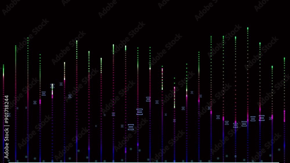 Digital Audio Equalizer Up and Down Loop Animation on black background ...