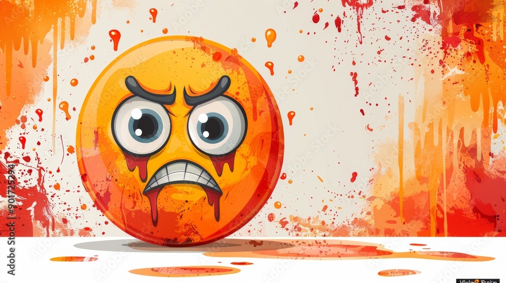 This is a sad face avatar crying. It makes an abstract upset emoticon weeping, shedding tears in ...