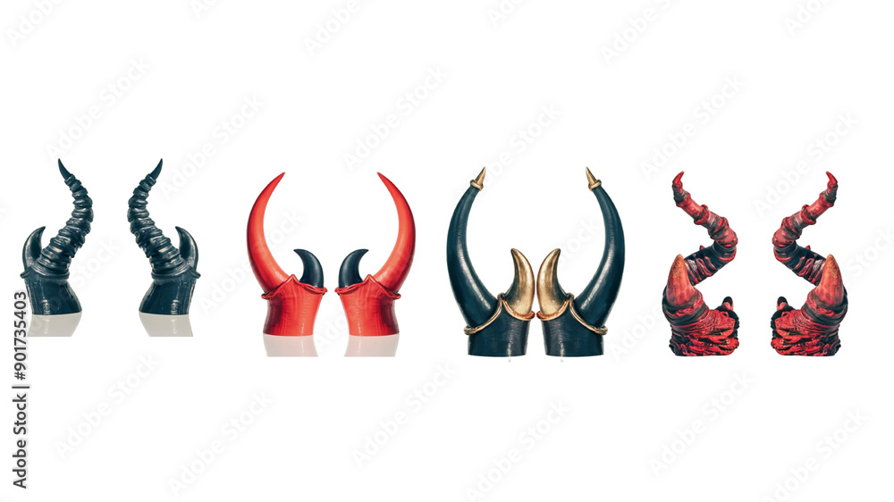 different pair of design Set of devil demons satan horn on transparent ...