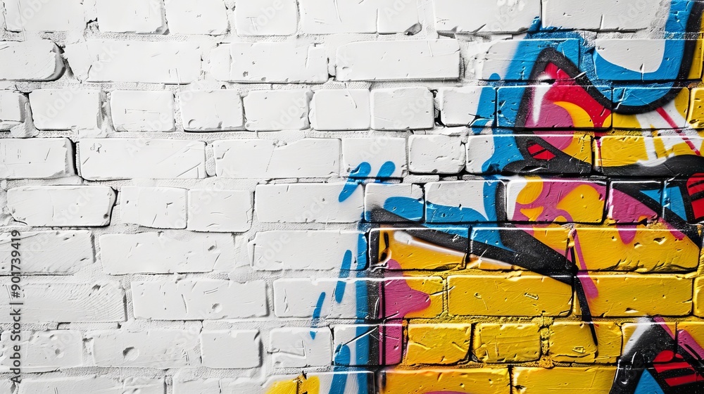 Urban graffiti wall art. Vibrant hues transform a plain wall into a ...