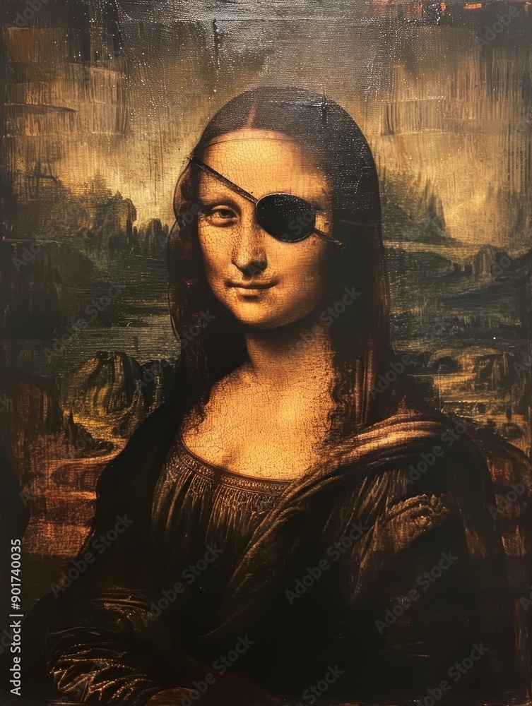 an oil painting of Mona Lisa in style of Leonardo da Vinci, Mona lisa ...