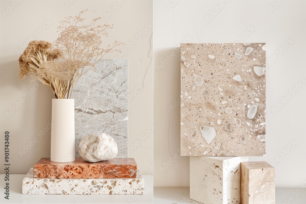 interior design moodboard, stylish luxury materials, marble, timber ...