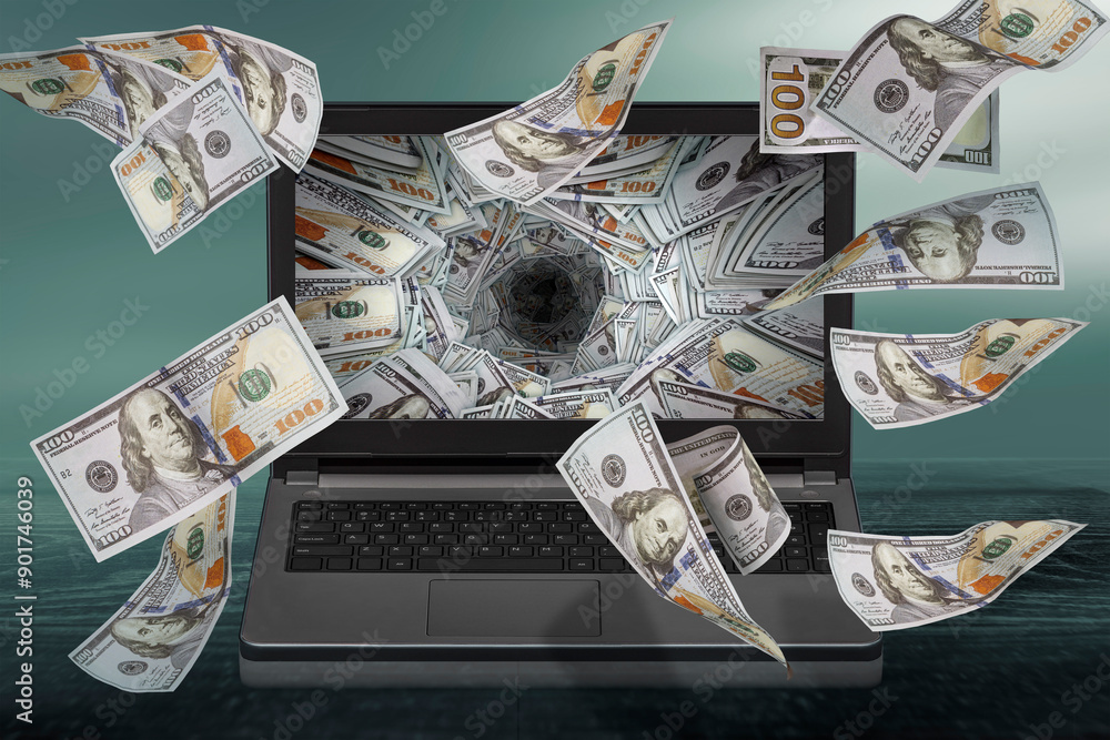 Financial technologies concept. Money wallpaper background with US ...