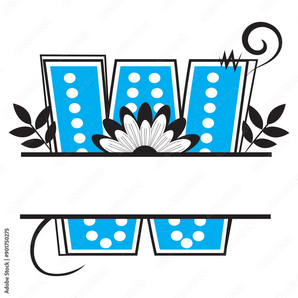 Doodle Bright Alphabet Letters font Split name frame monogram Dalmatian ...