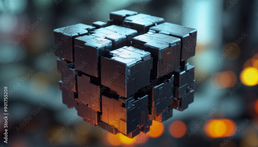 striking hyper-realistic tech logo cube in 32k resolution, showcasing ...