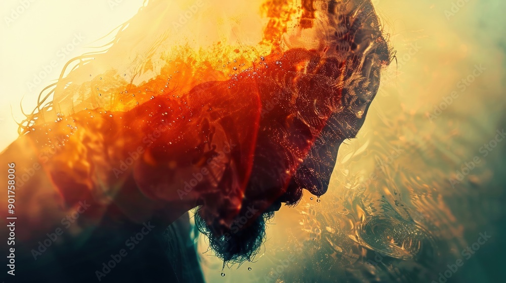 Jesus comforting mourners (close up focus on Stock Photo | Adobe Stock