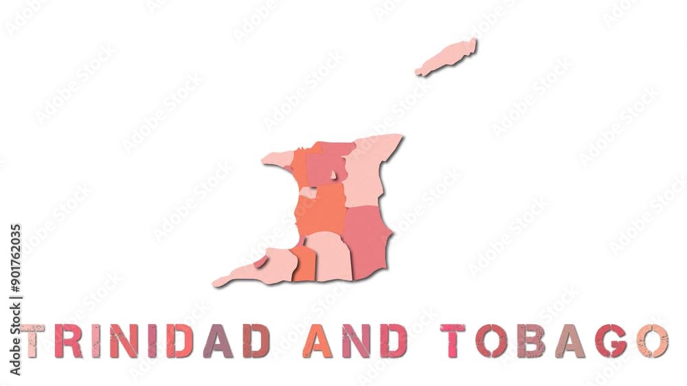 Trinidad and Tobago map with paper regions. Animated country map ...