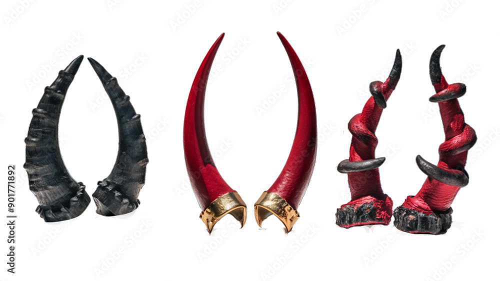 different pair of design Set of devil demons satan horn on transparent ...