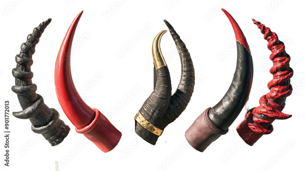 different pair of design Set of devil demon satan horn on transparent ...
