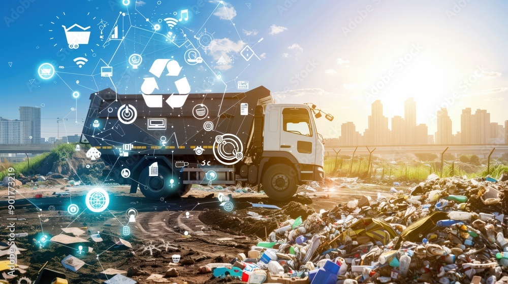 Illustration of smart technologies and IoT integration in waste ...