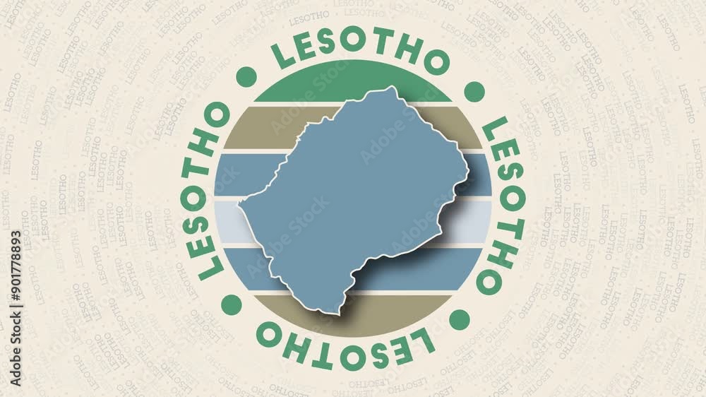 Lesotho logo intro. Badge with the circular name and map of country ...