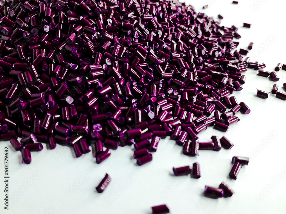 Rhubarb red masterbatch granules, isolated on white background.Color ...