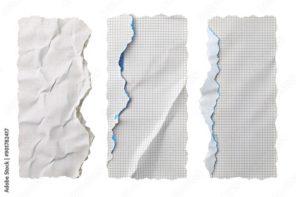 Realistic set of ripped white paper sheets png isolated on transparent ...