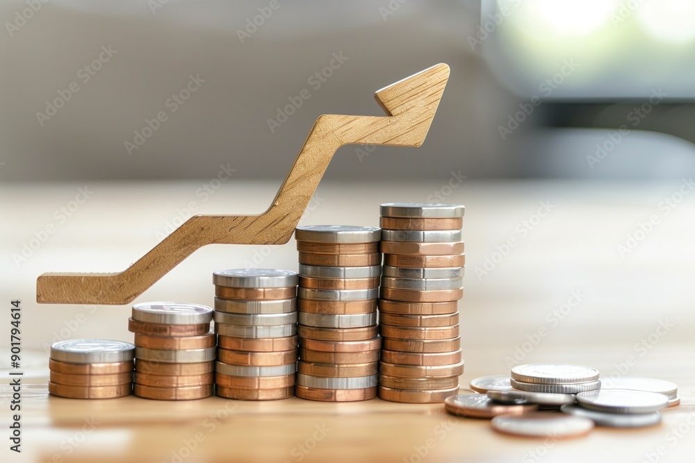 Red arrow with a graph showing rising prices in the consumer market ...