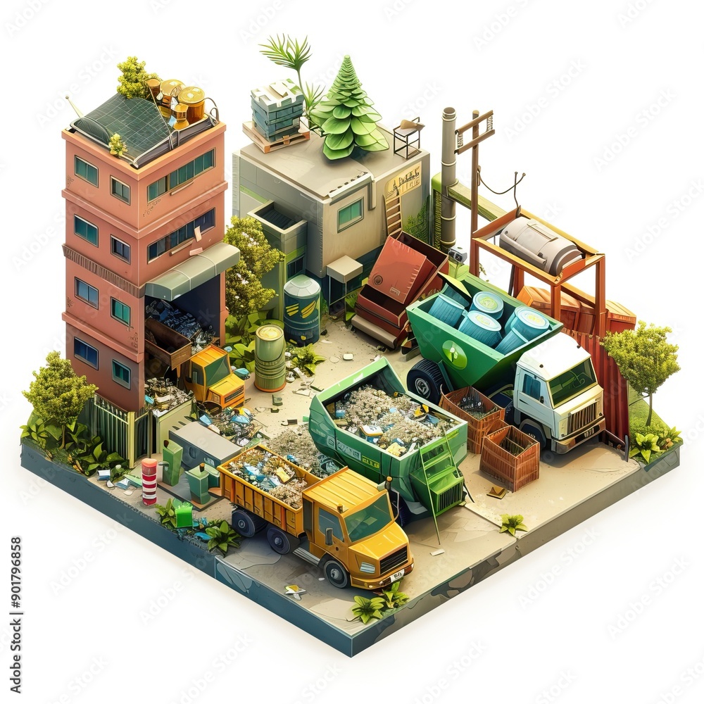 Isometric 3D Views of Recycling Facilities. An Overview of Sustainable ...
