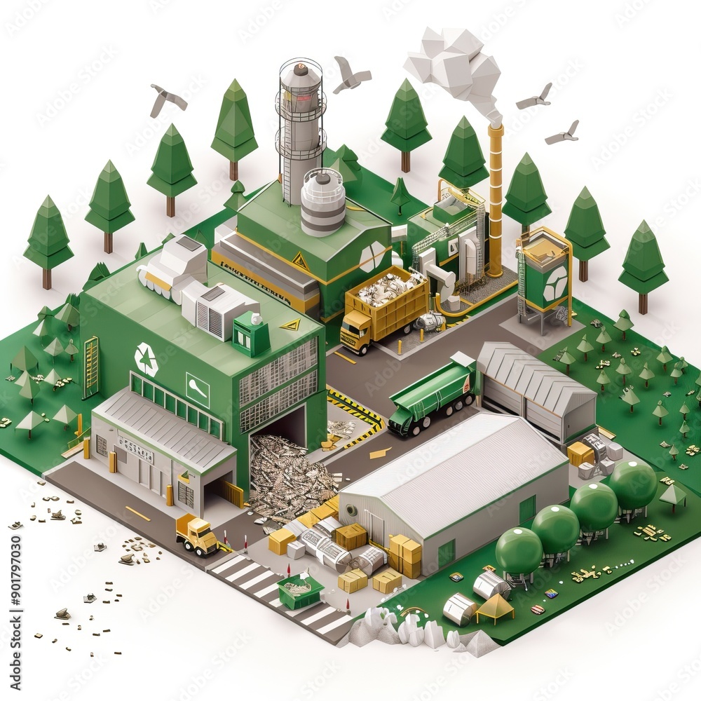 Isometric 3D Views of Recycling Facilities. An Overview of Sustainable ...