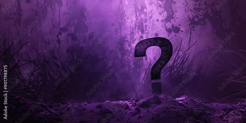 Mystery (Deep Purple): A question mark shrouded in shadows, symbolizing ...