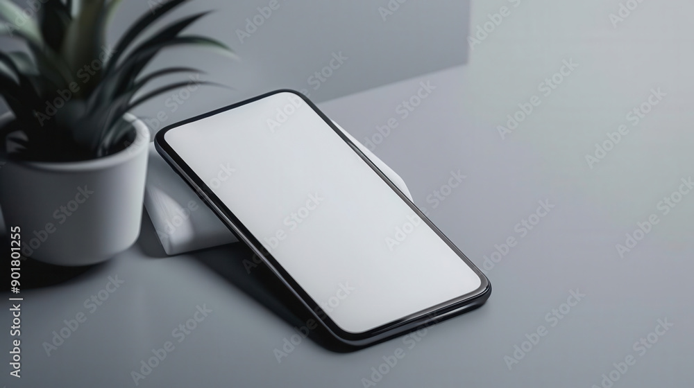 A realistic mockup of a mobile app, front view, with a professional ...