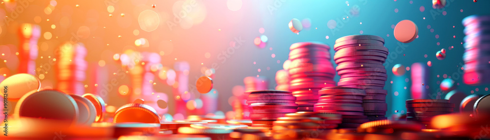 Vibrant composition of colorful coins representing wealth, finance, and ...