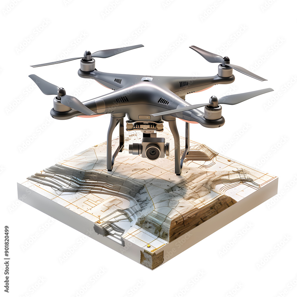 drone gps positioning system, aerial view land plot. site survey for ...