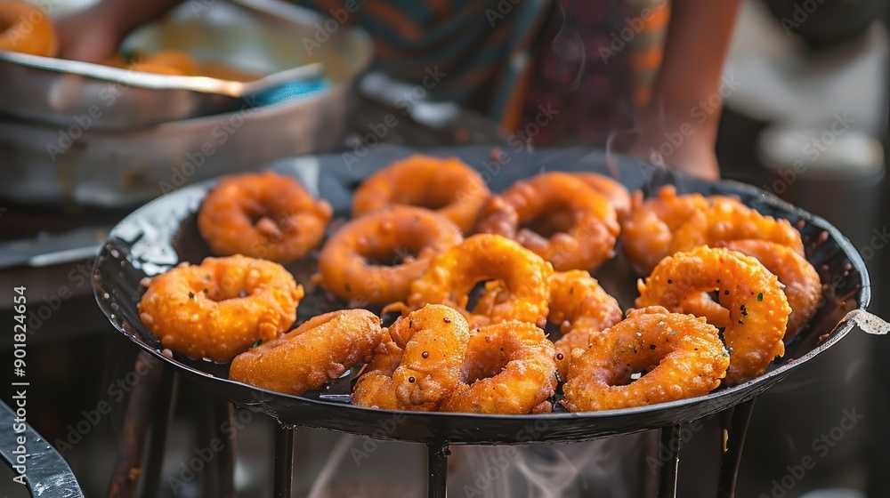 Foto de Preparation of traditional Sri Lankan street food deep fried ...
