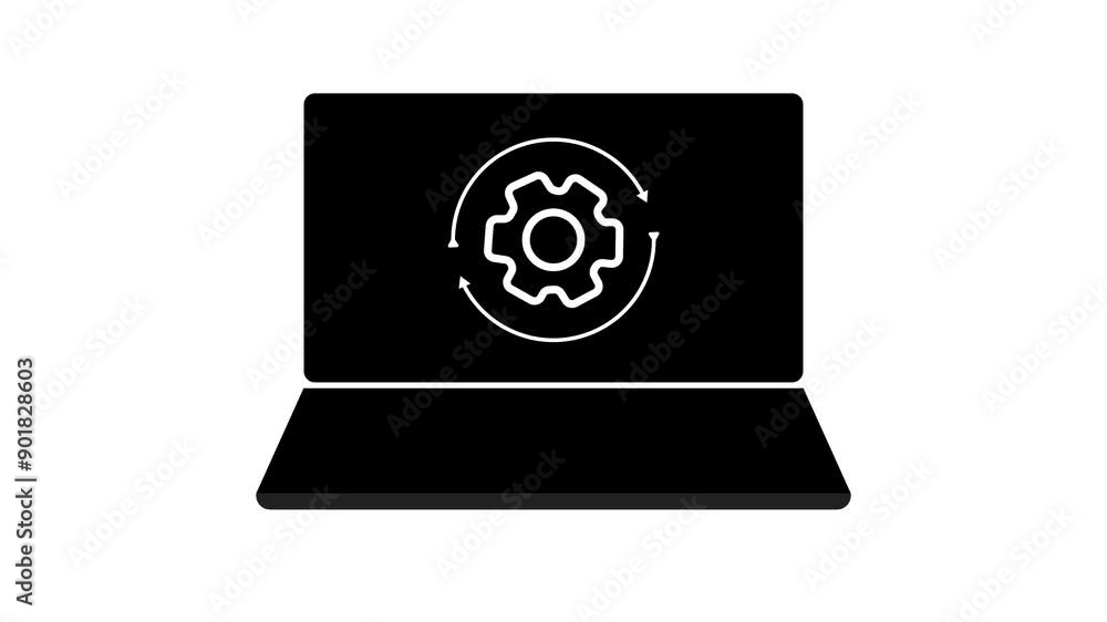 Animated Laptop Settings Icon: High-Definition, Seamless Transition ...
