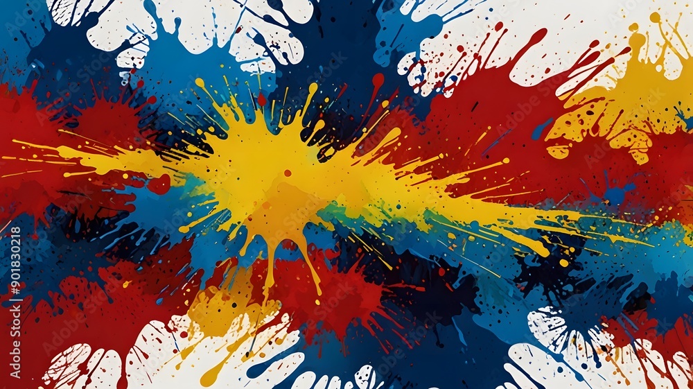 Abstract background with bold primary colors red, blue, and yellow in ...